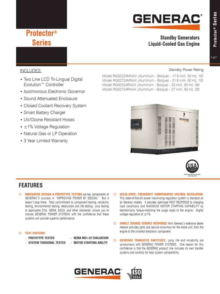 22kw, 27kw Protector Series Gaseous 2 4l (rg022, rg025, rg027) - 3 ...