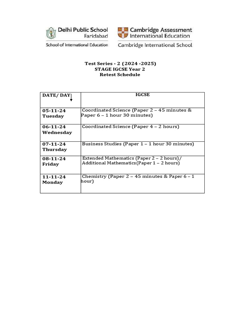 Retest Datesheet IG 2 T-2 | PDF