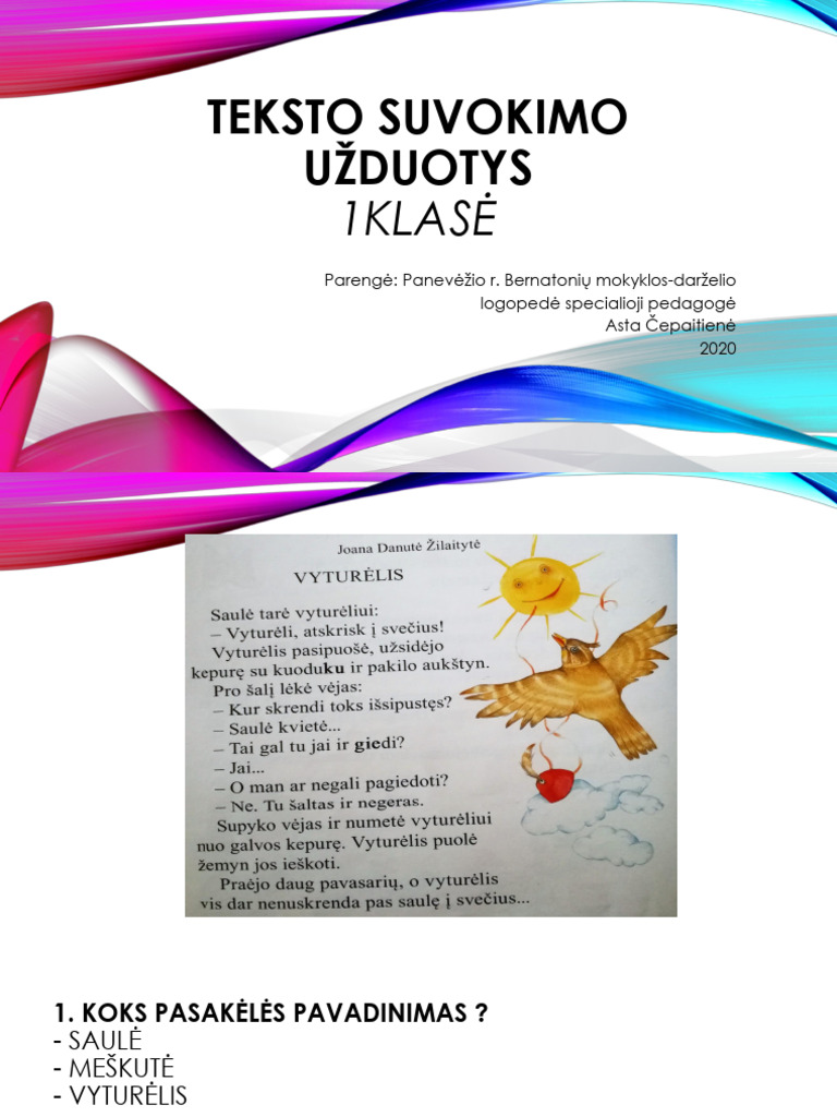 1kl. Teksto Suvokimas | PDF