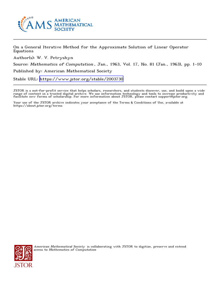 Petryshyn GeneralIterativeMethod 1963 | PDF | Eigenvalues And ...