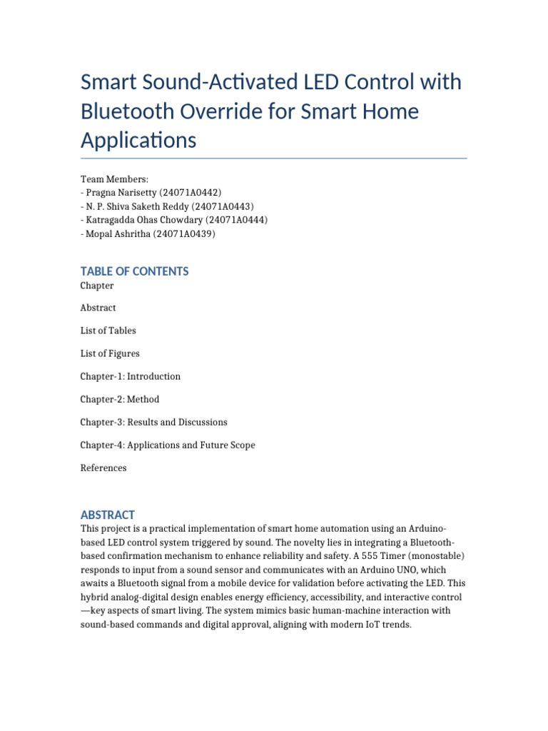 Smart Home EDC Project Report Updated | PDF | Home Automation | Automation