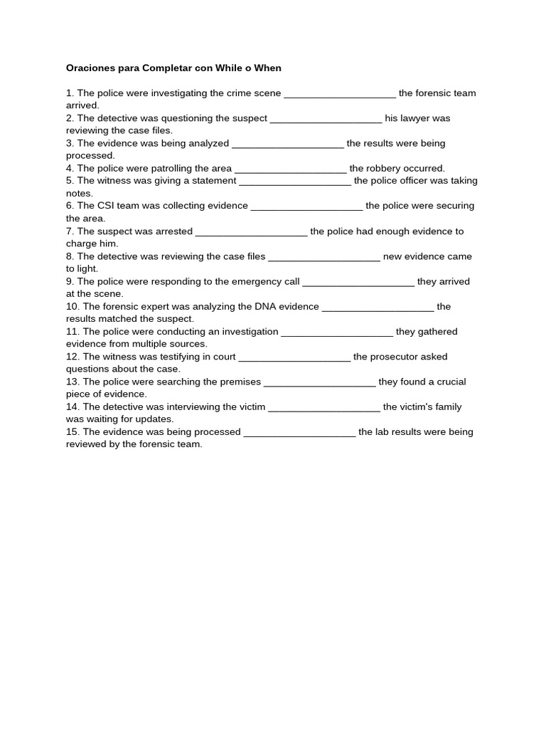 Oraciones para Completar Con While o When | PDF