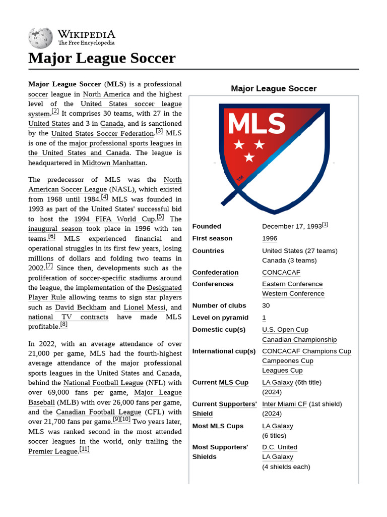 Major League Soccer Overview 2025 | PDF | Major League Soccer ...