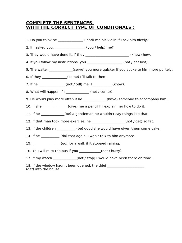 Conditionals 1,2,3 | PDF