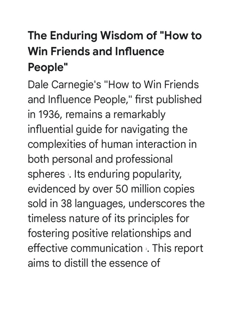 Summarizing Carnegie's Influence Principles | PDF | Leadership | Thought