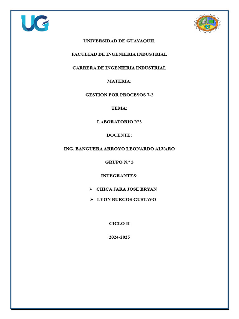 Laboratorio 3 - Grupo 3 - Gestion Por Procesos | PDF | Lean Manufacturing