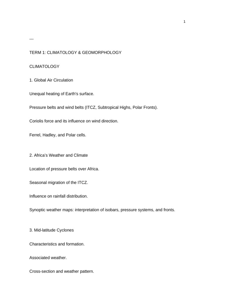 Grade 12 Geography Notes: Climatology & Urbanization | PDF ...