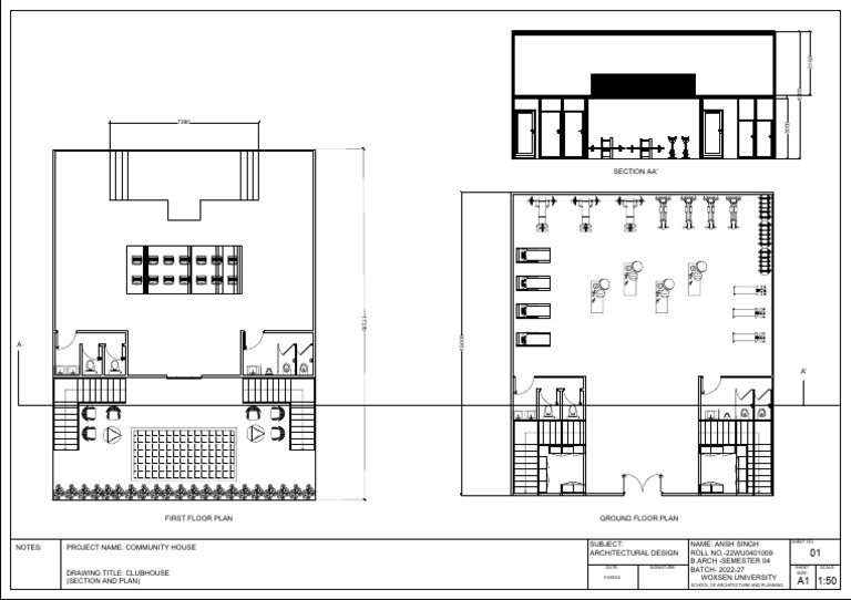 Final Club House Plan Section | PDF
