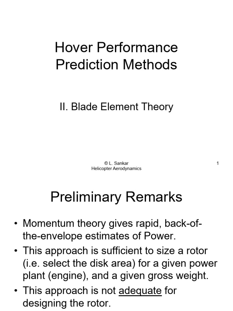 Blade Element Theory Hover | PDF | Lift (Force) | Helicopter Rotor