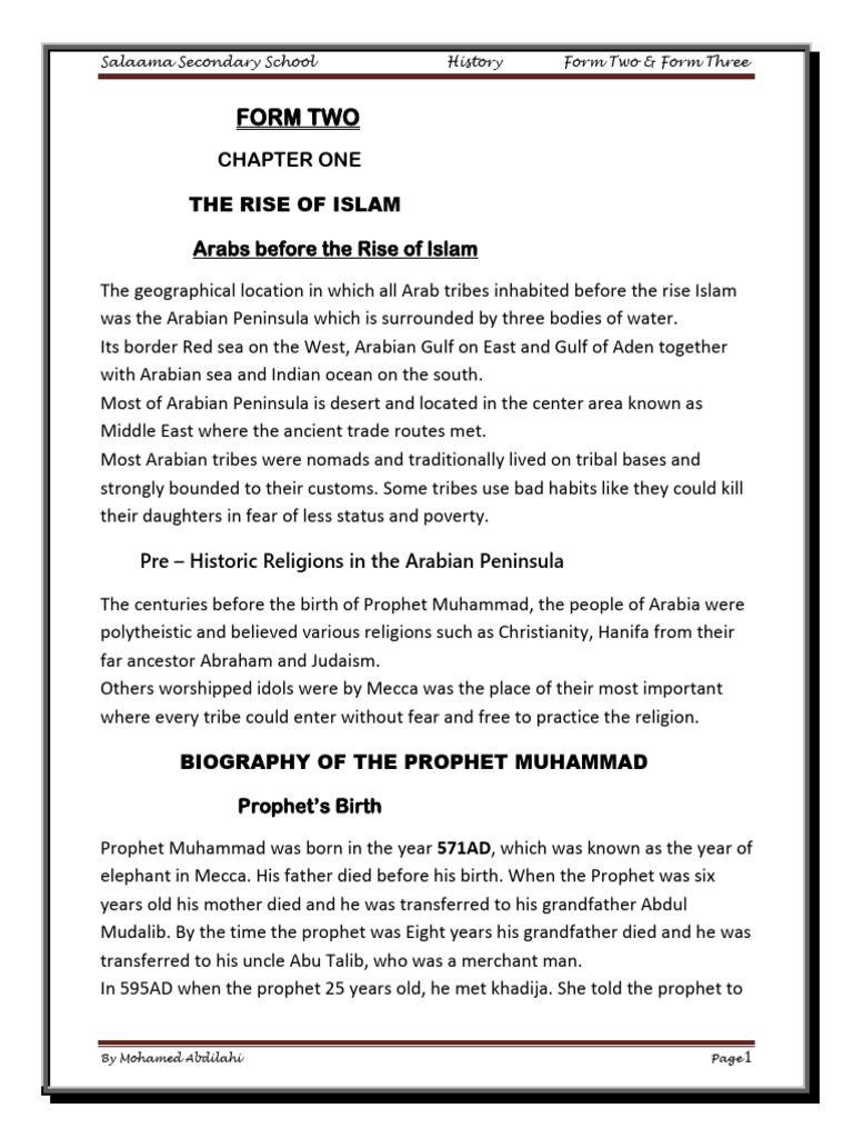 History - Rise of Islam - F2&F3 | PDF | Muhammad | East Africa
