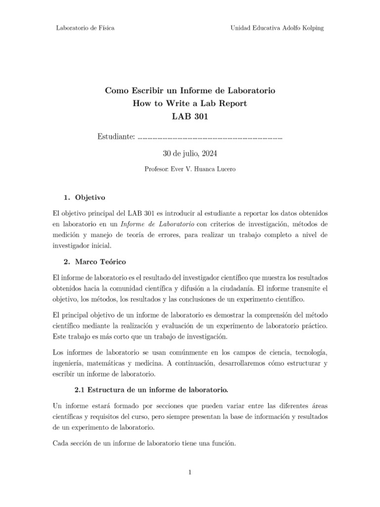 Como Escribir Un Informe de Laboratorio | PDF