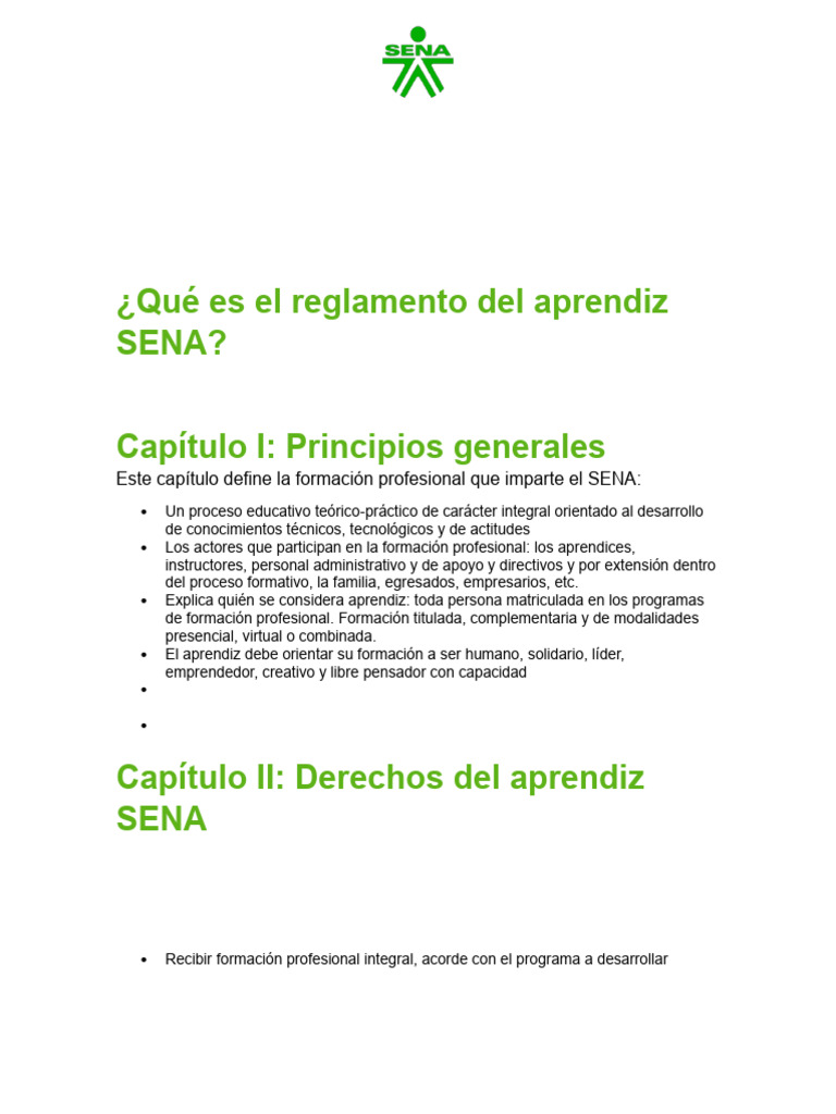Reglamento Del Aprendiz SENA | PDF | Educación vocacional | Aprendizaje