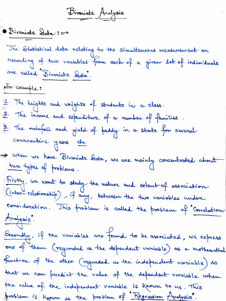 Bivariate Analysis Part 1 Notes | PDF