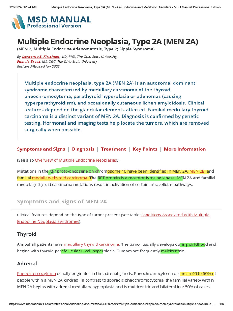Multiple Endocrine Neoplasia Type 2A MEN 2A Endocrine and Metabolic Disorders MSD Manual ...