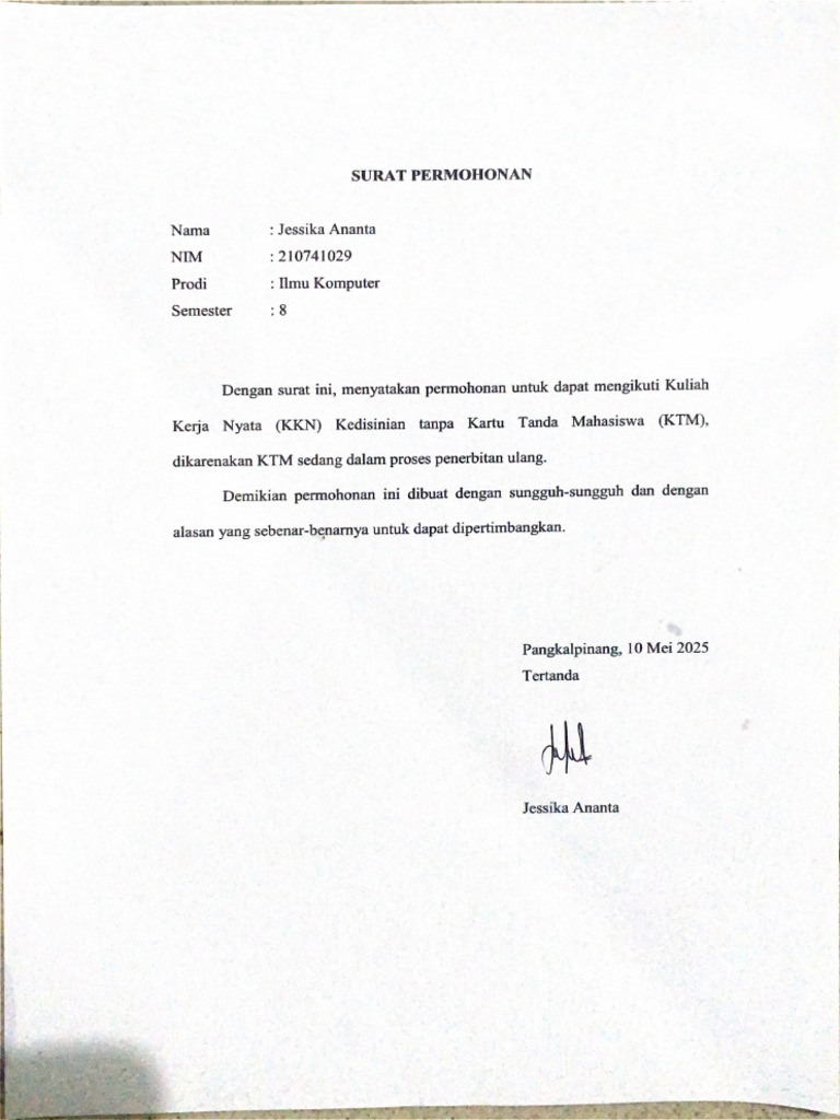 Surat Pernyataan KTM | PDF