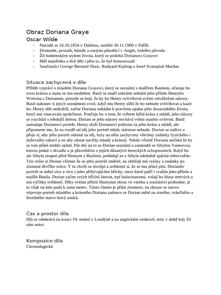 Obraz Doriana Graye | PDF