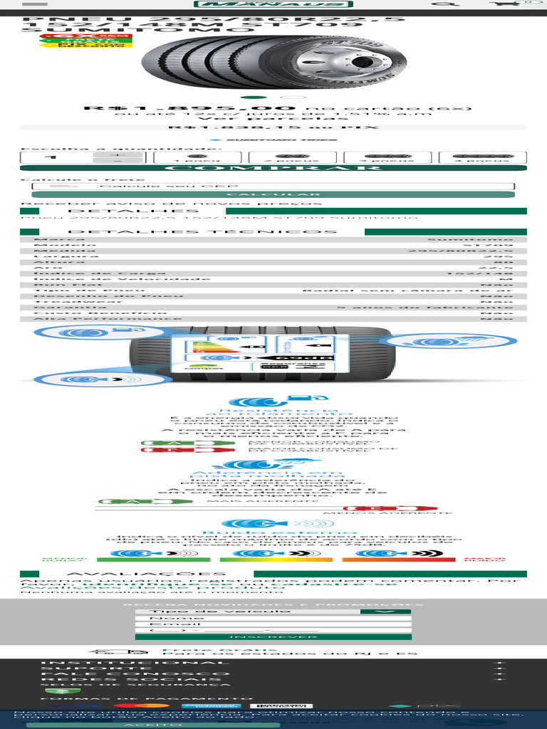 Pneu 29580R22,5 152148M ST709 Sumitomo Rede M | PDF | Pneu