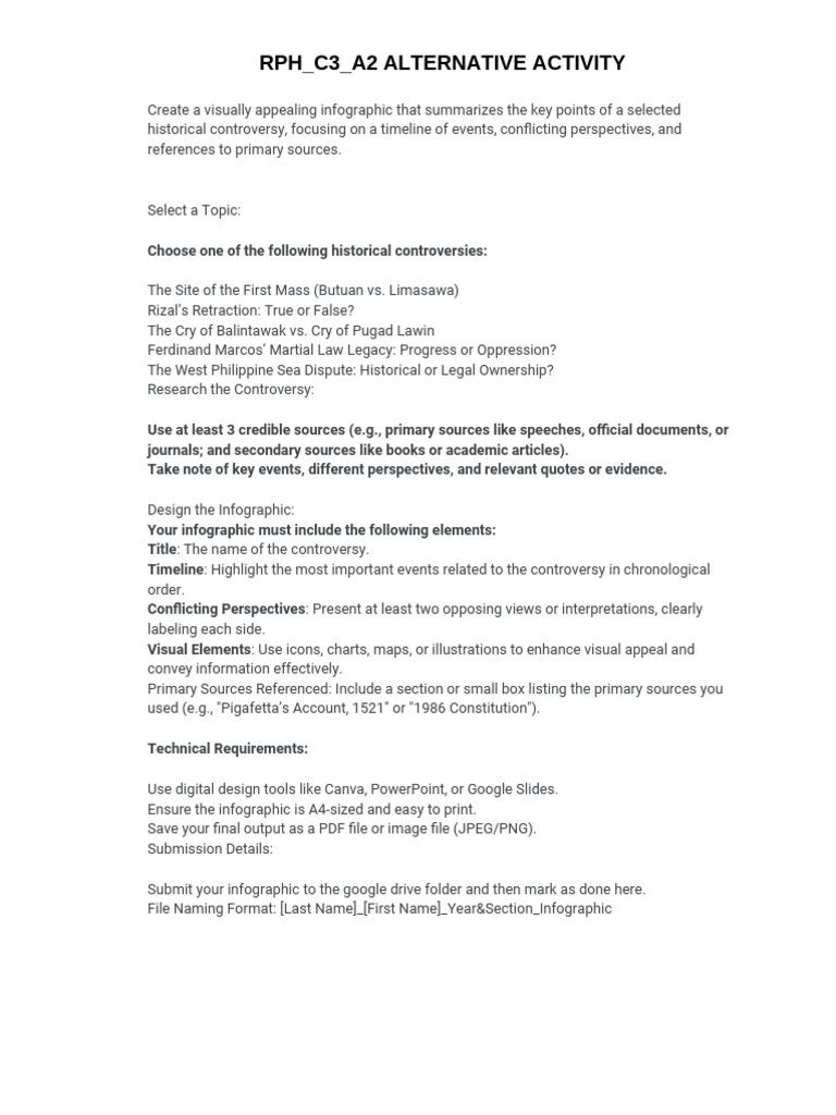 RPH - C3 - A2 Alternative Activity | PDF