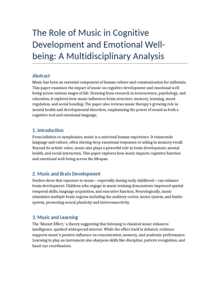 Music's Impact on Cognition and Emotion | PDF | Emotions | Cognition