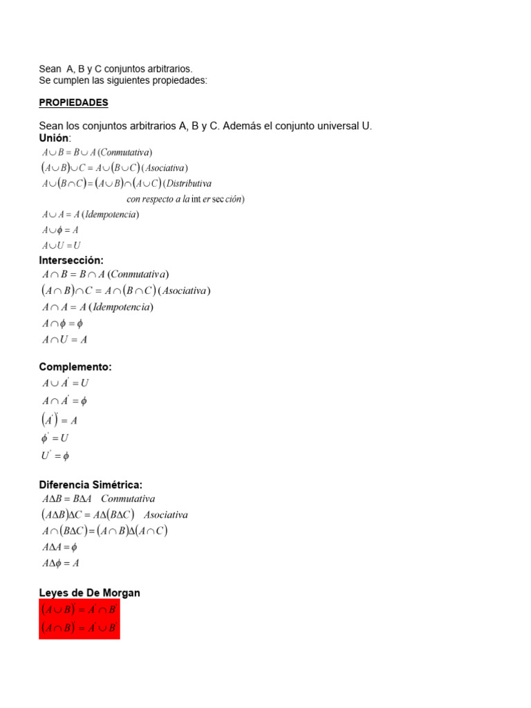 Leyes Del Algebra de Conjuntos | PDF