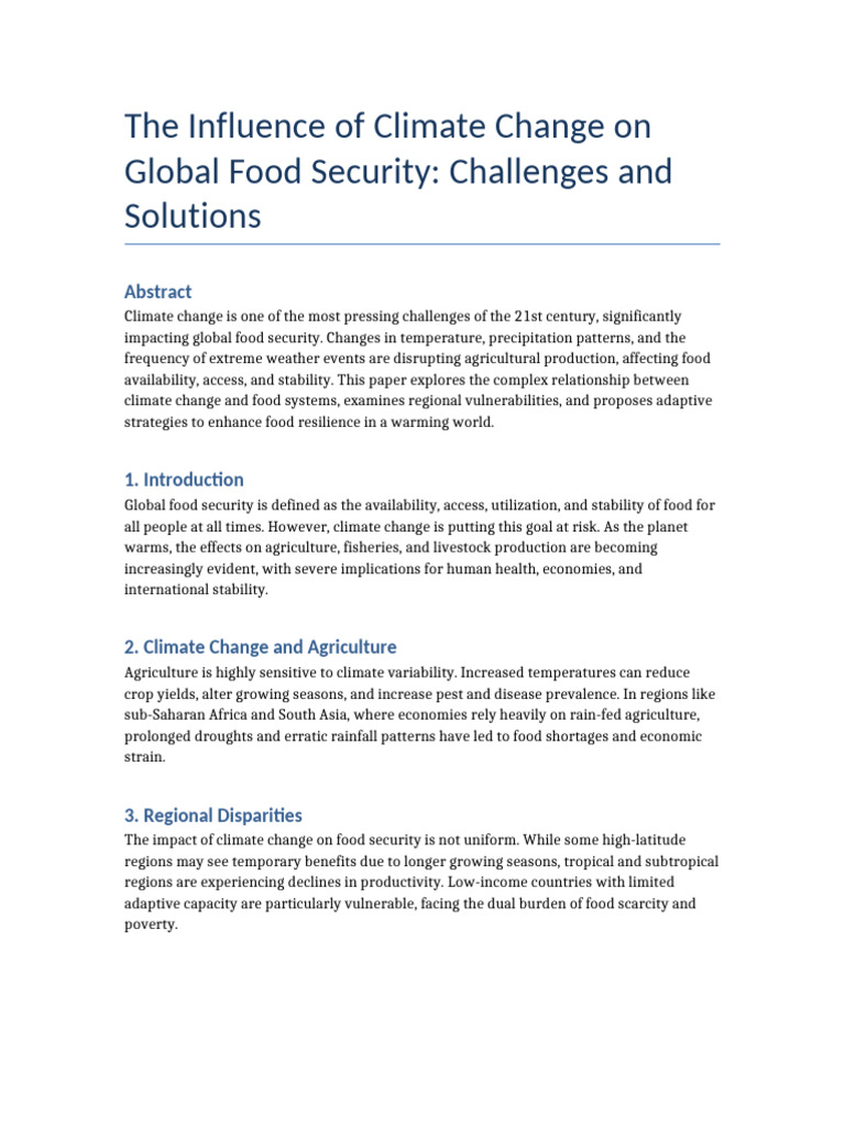 Climate Change and Food Security | PDF | Food Security | Climate Change