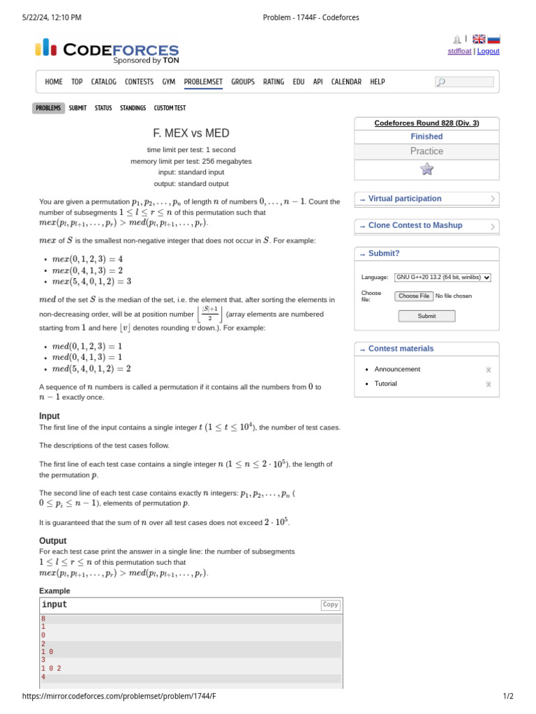 Problem - 1744F - Codeforces | PDF | Permutation | Computing