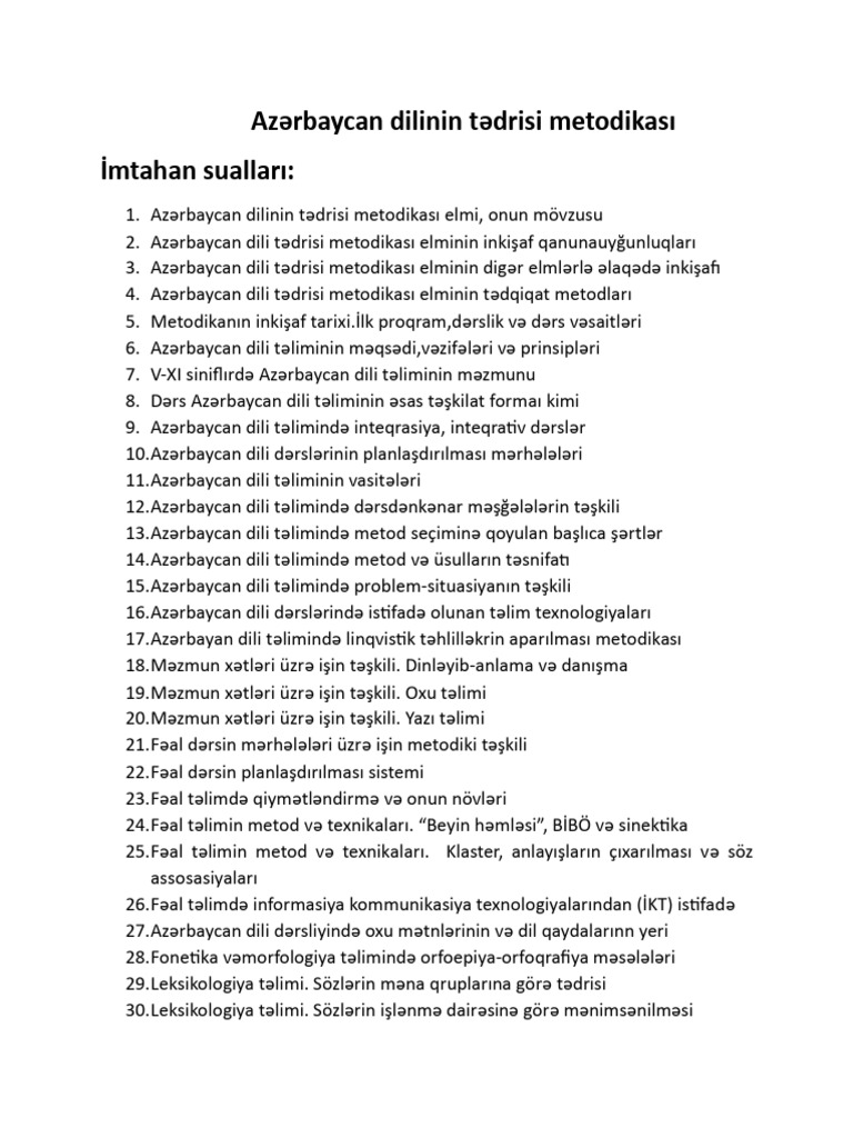 İmtahan sualları | PDF