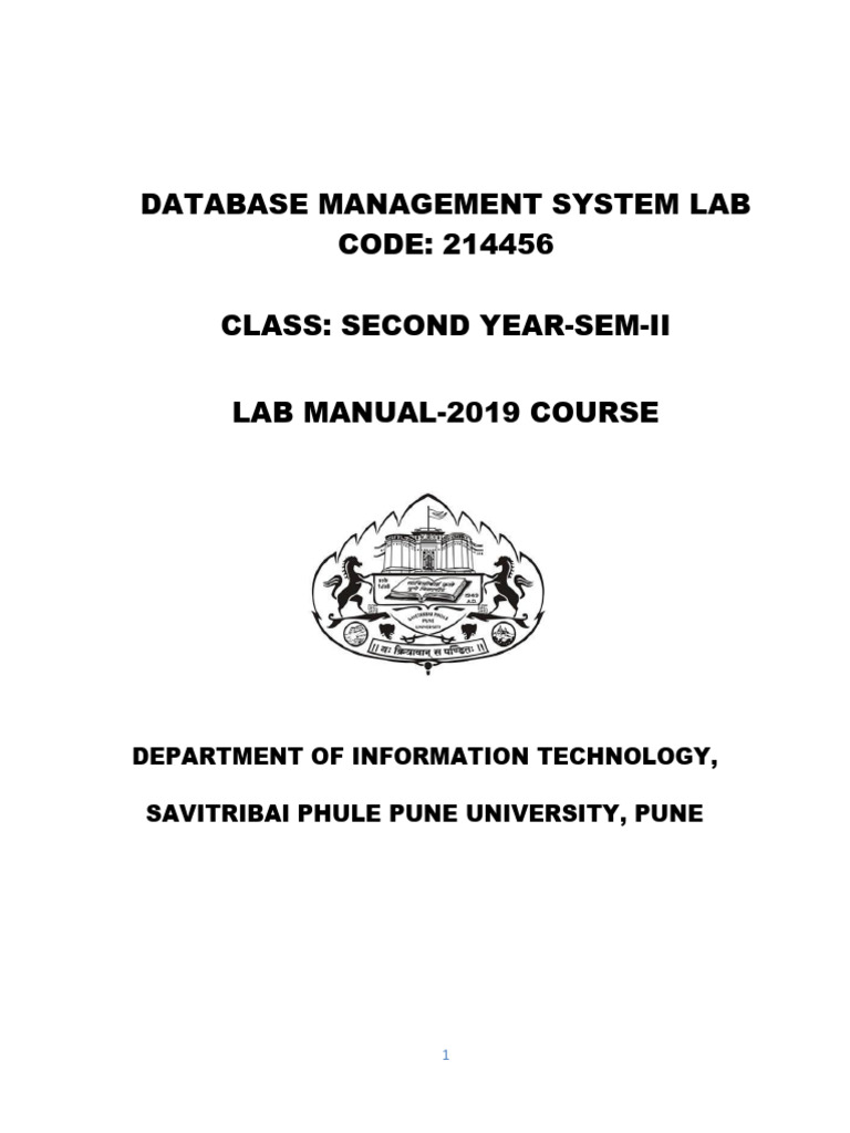 DBMS Lab Manual 2019 Course | PDF | Pl/Sql | Databases