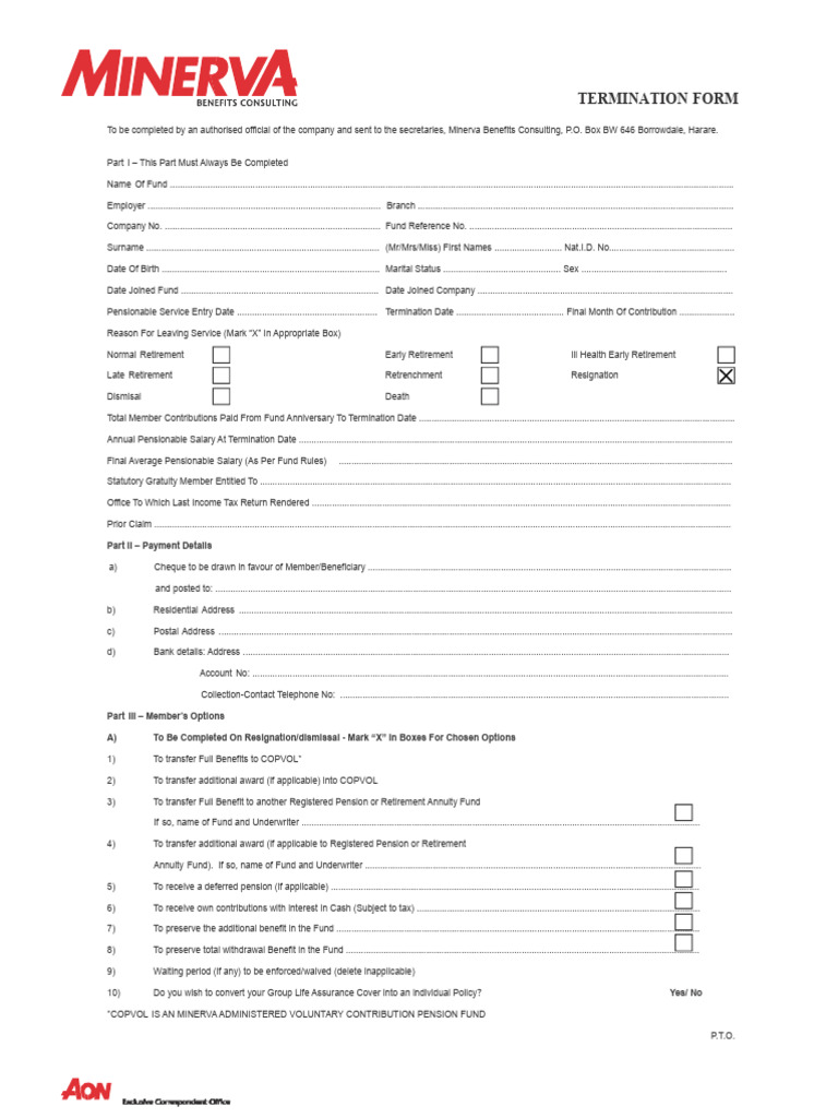 Fund Termination Form Instructions | PDF | Life Insurance | Pension
