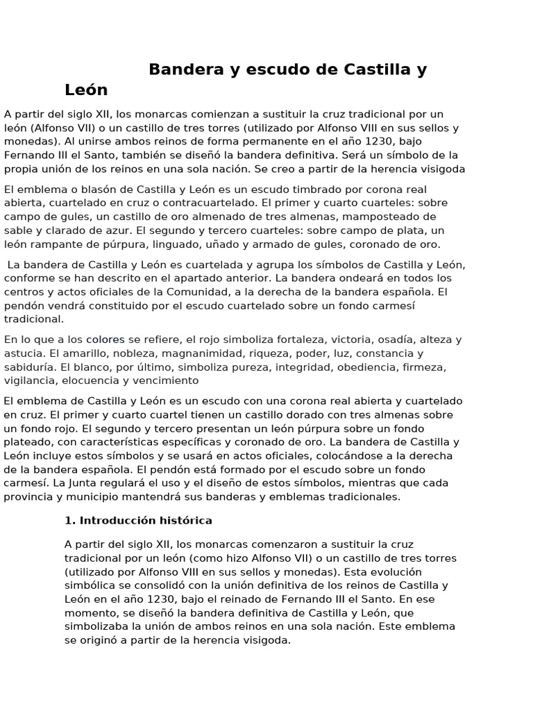 Bandera y escudo de Castilla y León | PDF | Heráldica | Feudalismo