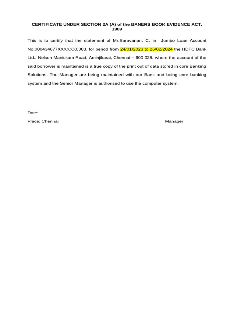 Bankers Book Certificate Saravanan C | PDF | Computer Data Storage | Banks
