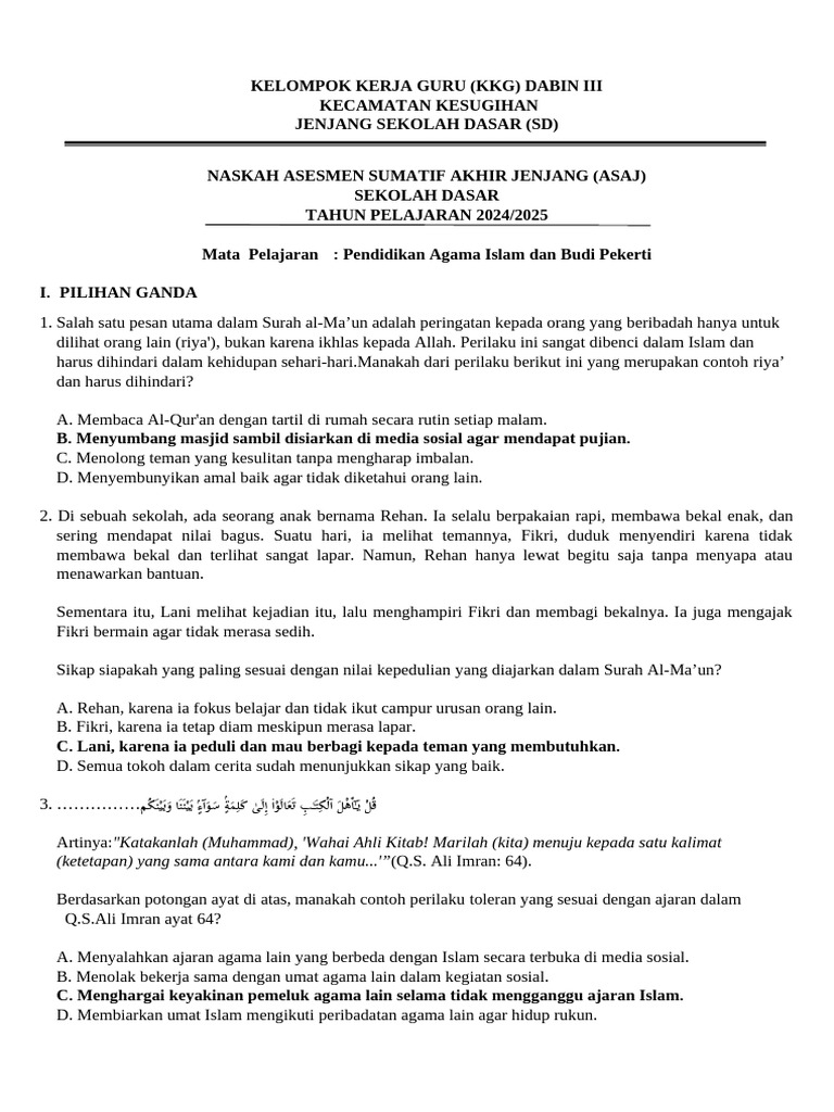 Contoh Naskah Asaj Pai Paket 3 | PDF