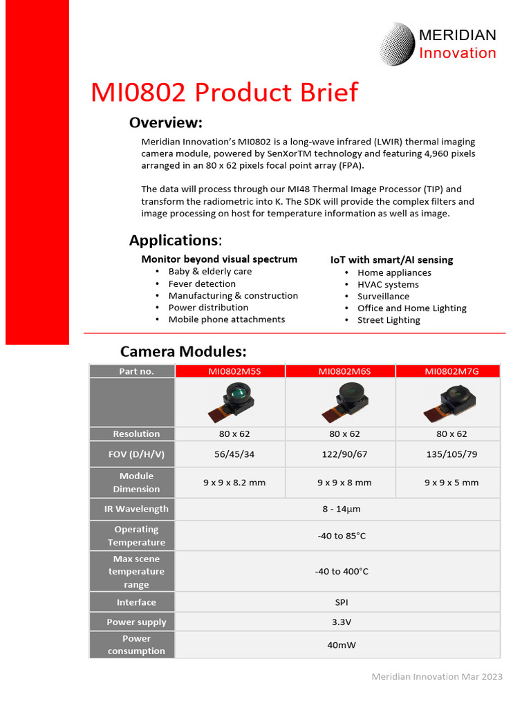 MI0802 Product EVK Brief 202503 | PDF | Thermography | Camera