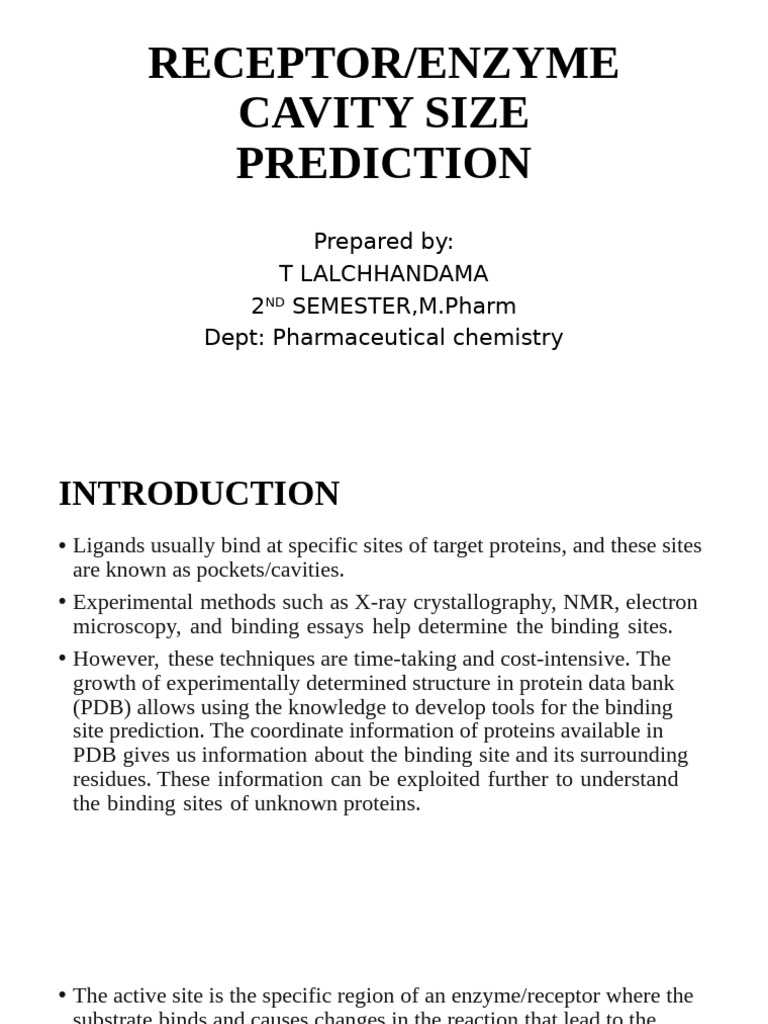 Cavity Size Prediction for Binding Sites | PDF | Active Site | Binding Site
