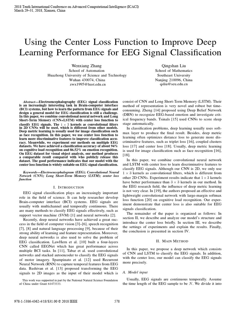 Using The Center Loss Function To Improve Deep Learning Performance For EEG Signal ...