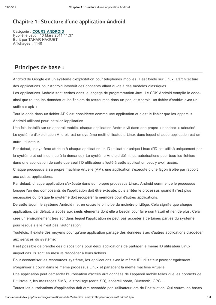 Chapitre 1 - Structure D'une Application Android | PDF | Android (Système d'exploitation ...