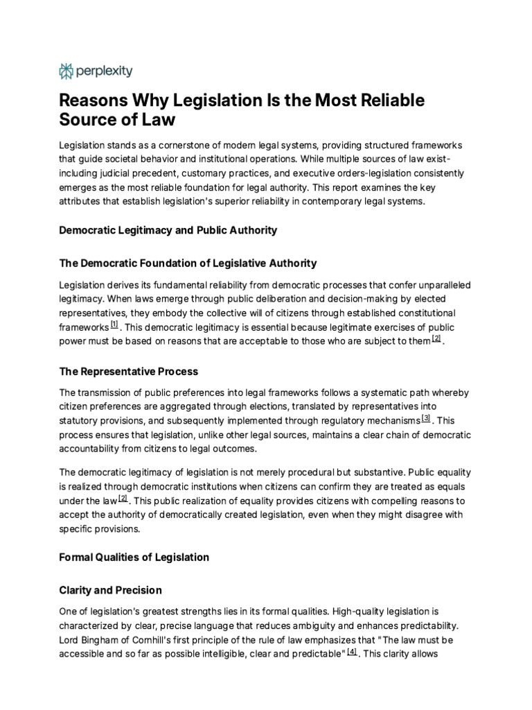 Reasons Why Legislation Is The Most Reliable Sourc | PDF | Constitution ...