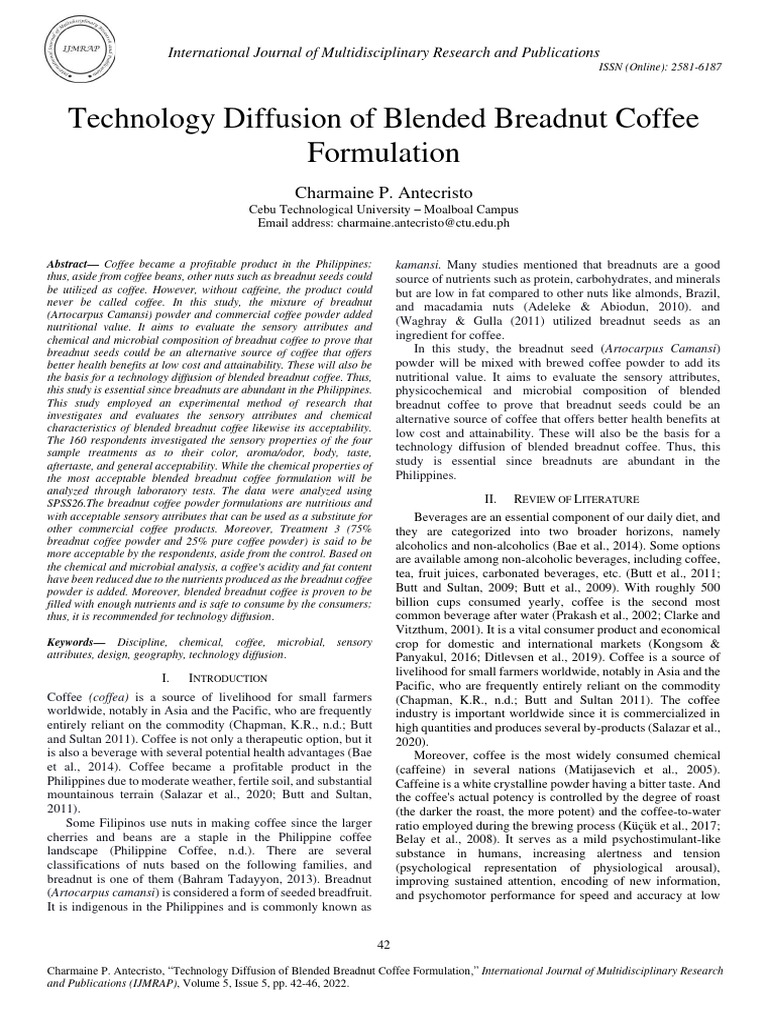 Blended Breadnut Coffee Formulation Study | PDF | Coffee | Drink