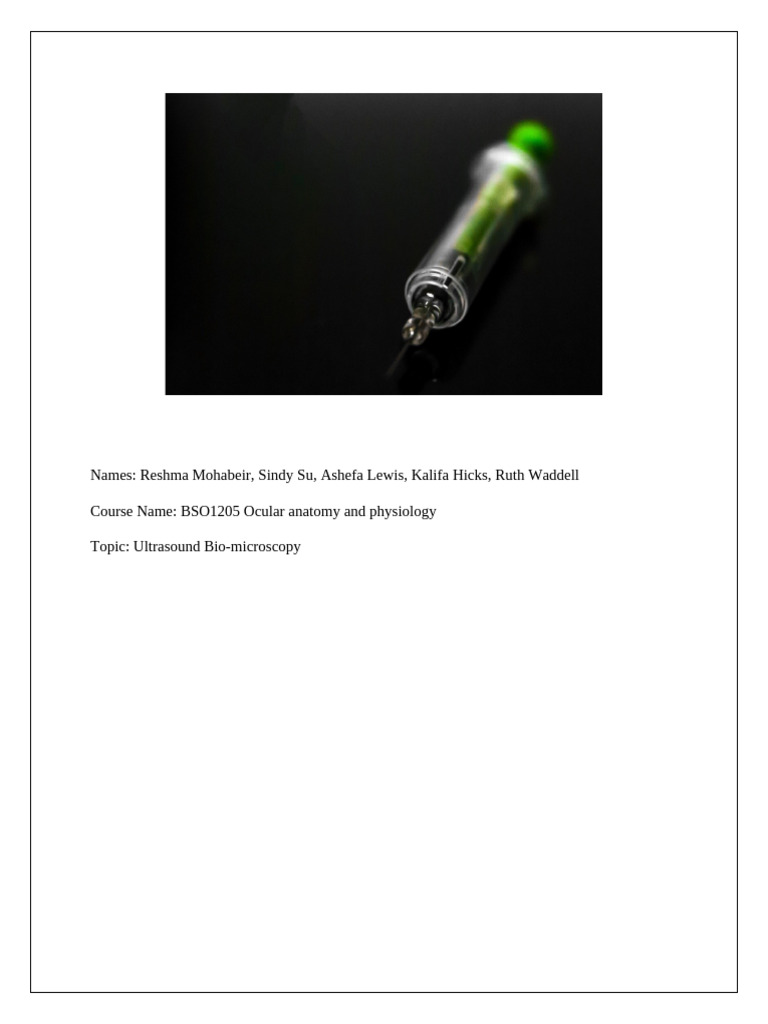 BSO1205 Ultrasound Bio-Micros | PDF | Cornea | Glaucoma