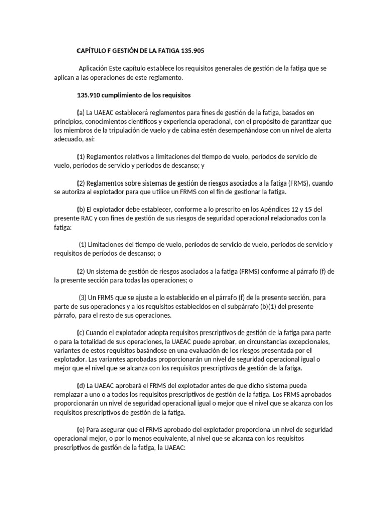 Capítulo F Gestión de La Fatiga 135 | PDF | Evaluación de riesgos
