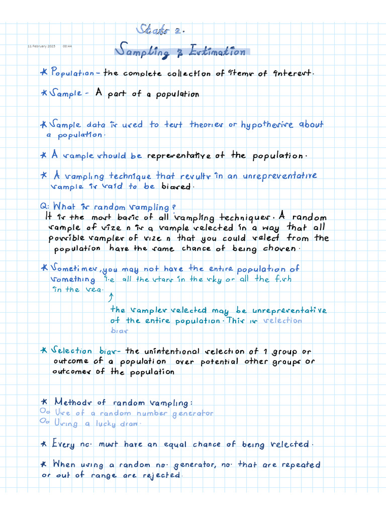Sampling and Estimation | PDF
