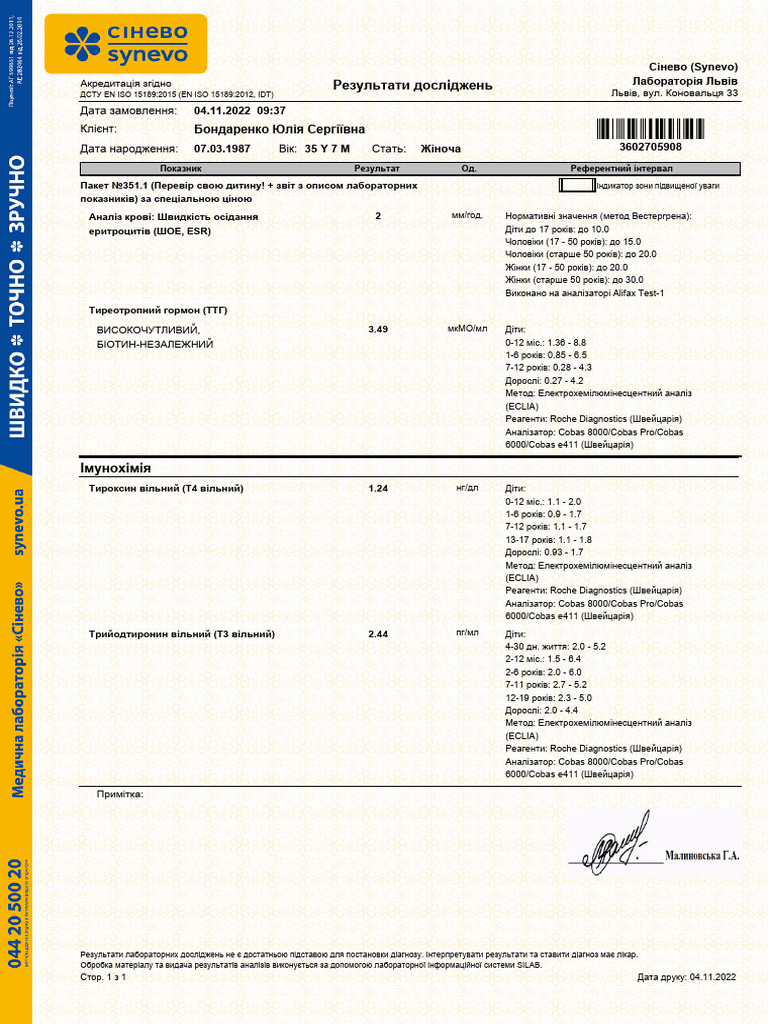 Synevo Results | PDF