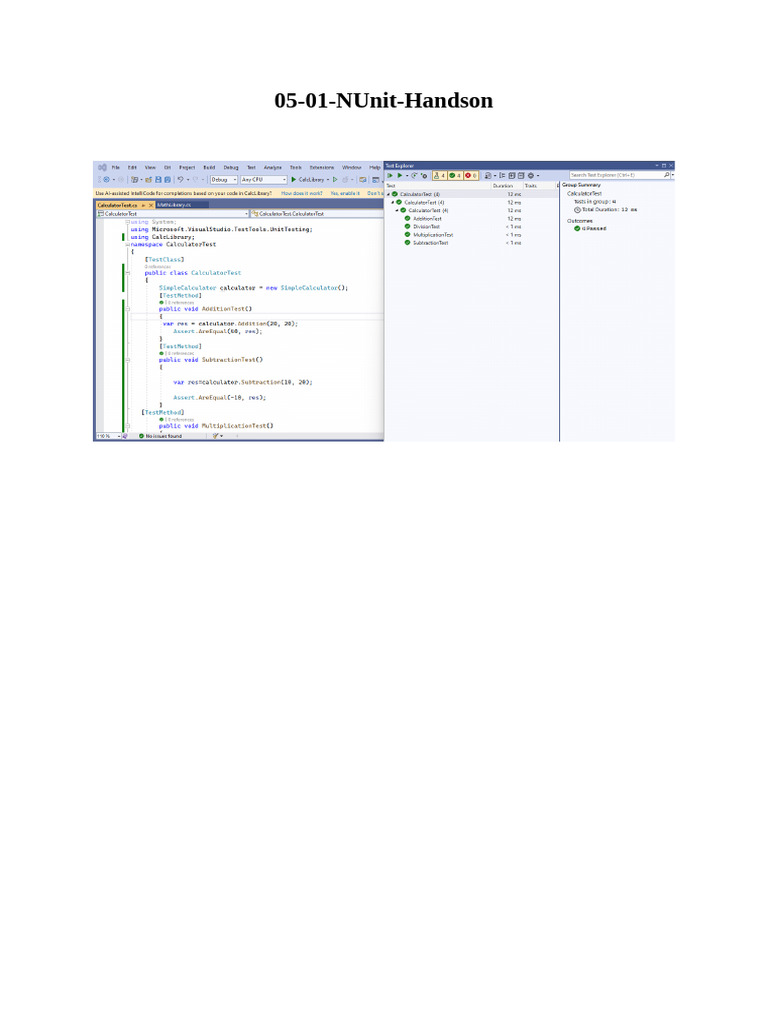 05 01 NUnit Handson | PDF
