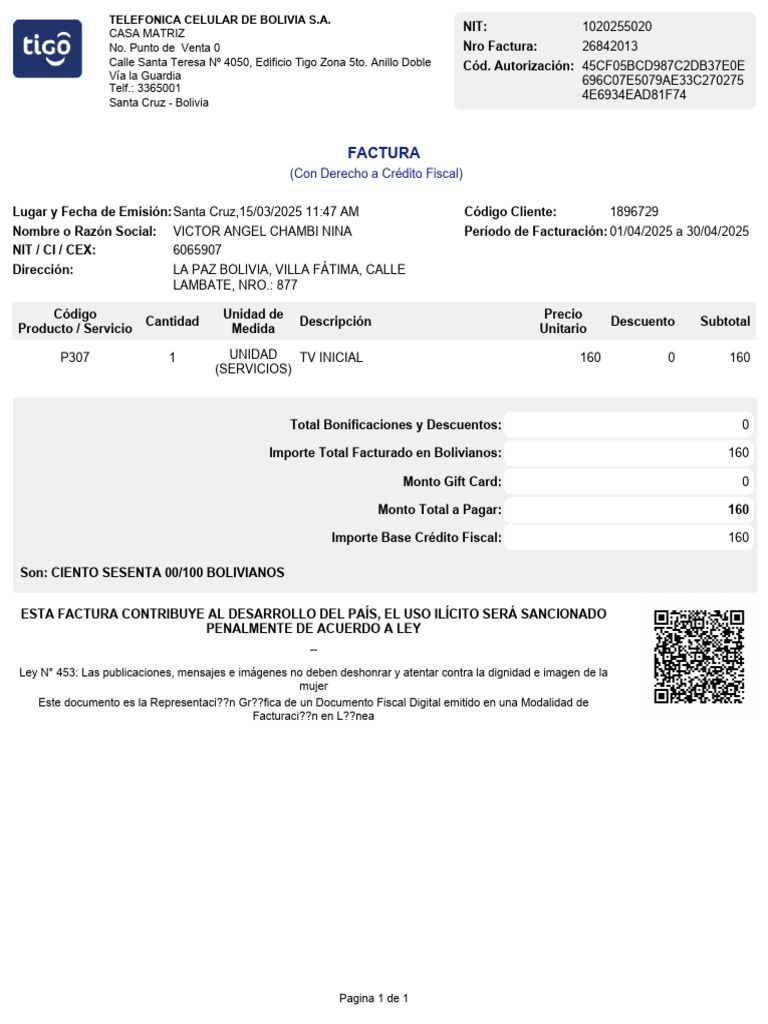 Victor Angel Factura | PDF