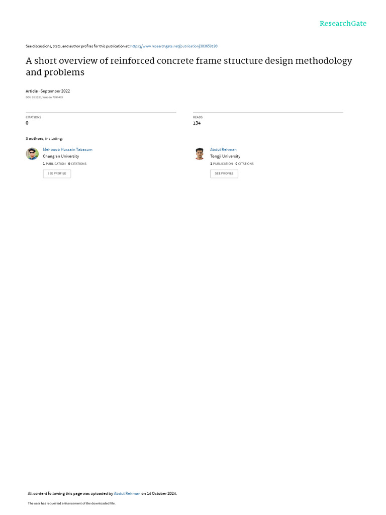 A Short Overview of Reinforced Concrete | PDF | Beam (Structure) | Column