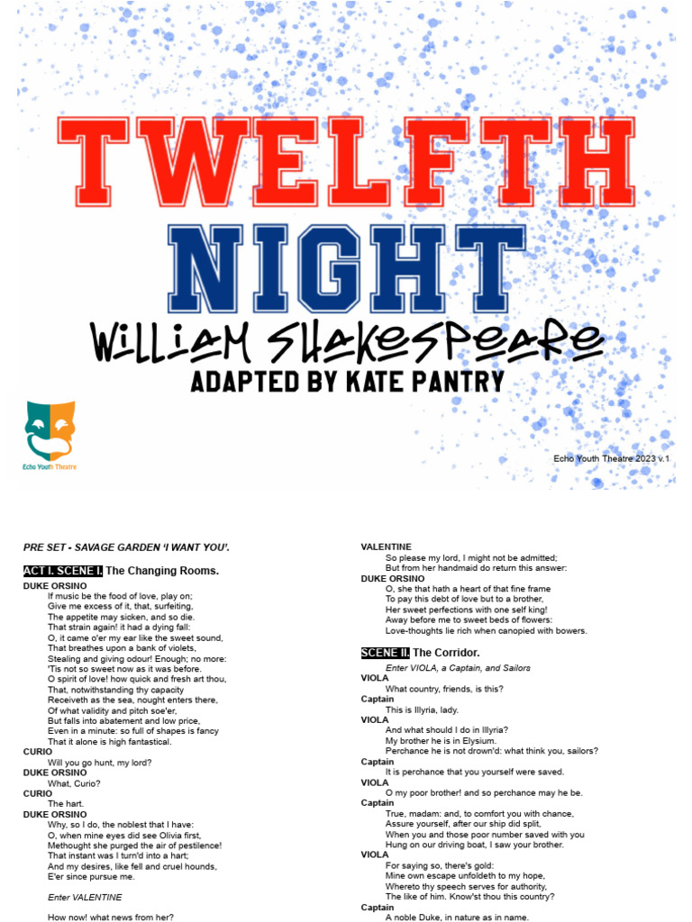 Twelfth Night Script - Echo Youth Theatre | PDF