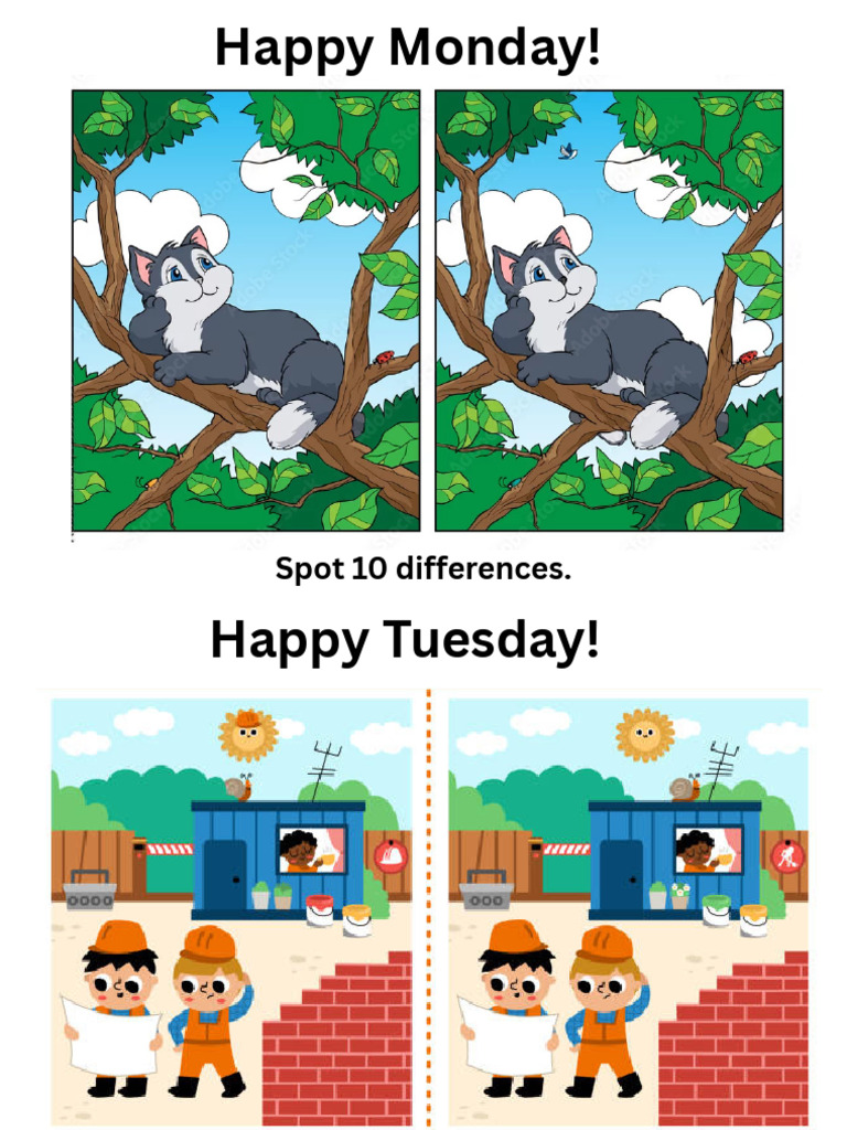 Daily Spot the Difference Day Starters | PDF