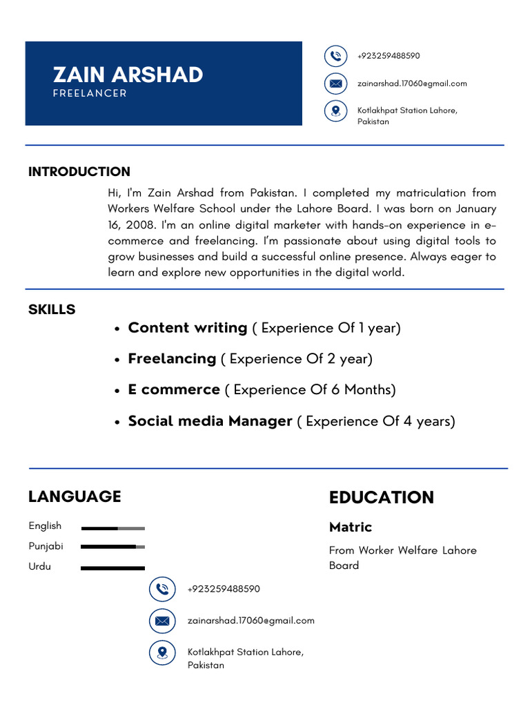 Zain Arshad CV (2) | PDF