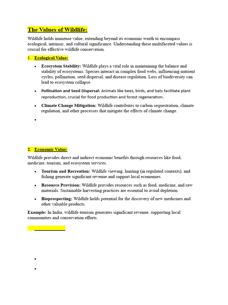 The Values of Wildlife | PDF | Conservation Biology | Sustainability