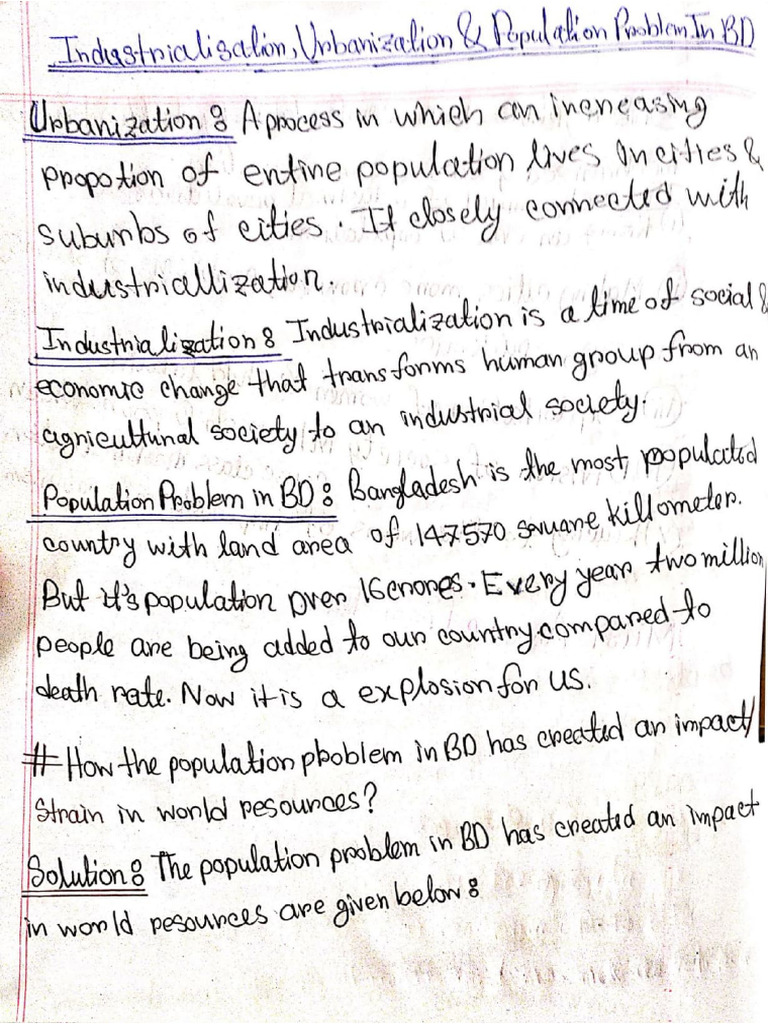 Industrialization, Urbanization & Population Problem in BD | PDF
